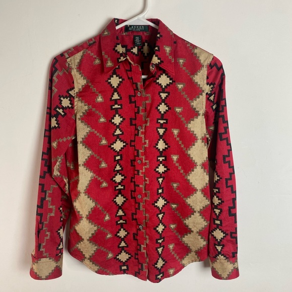 Lauren Ralph Lauren | Tops | Lauren Ralph Lauren Red Western Long ...